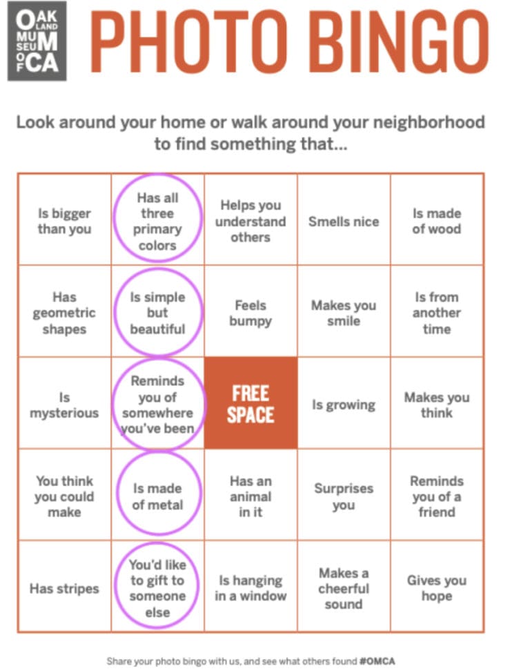Photo Bingo - Oakland Museum of California (OMCA)