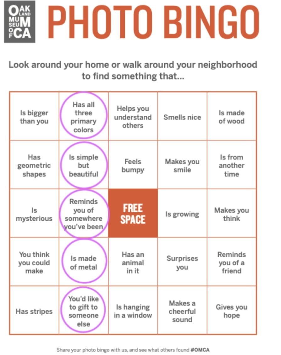 Photo Bingo - Oakland Museum of California (OMCA)